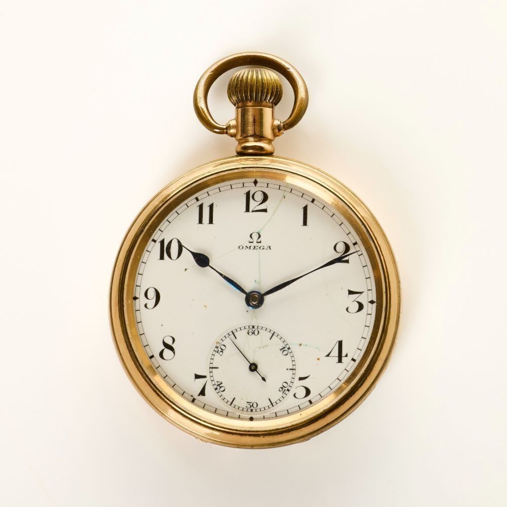 1912 Omega Gold Plated Open-Faced Pocket Watch, 49.5mm - Watches ...