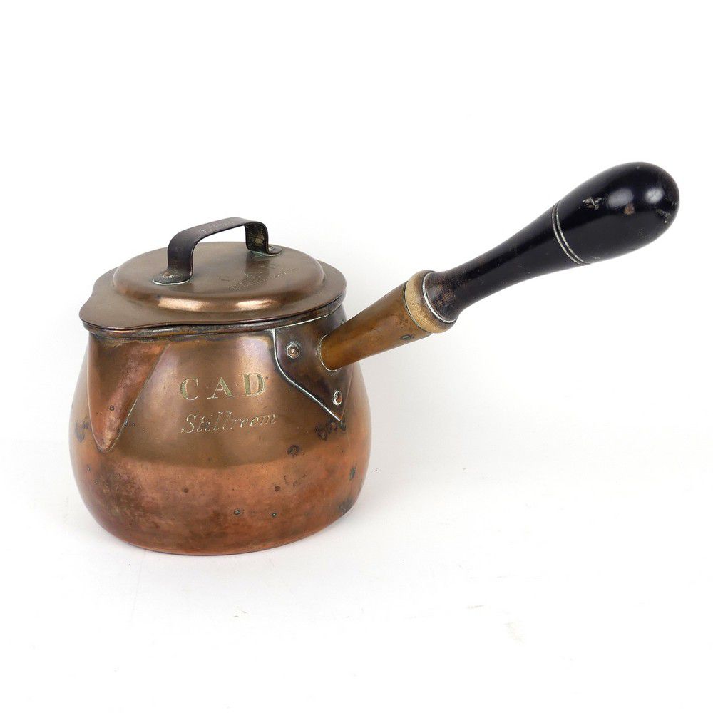 Victorian Copper Brandy Pan with Engraving and Maker's Mark - Copper ...