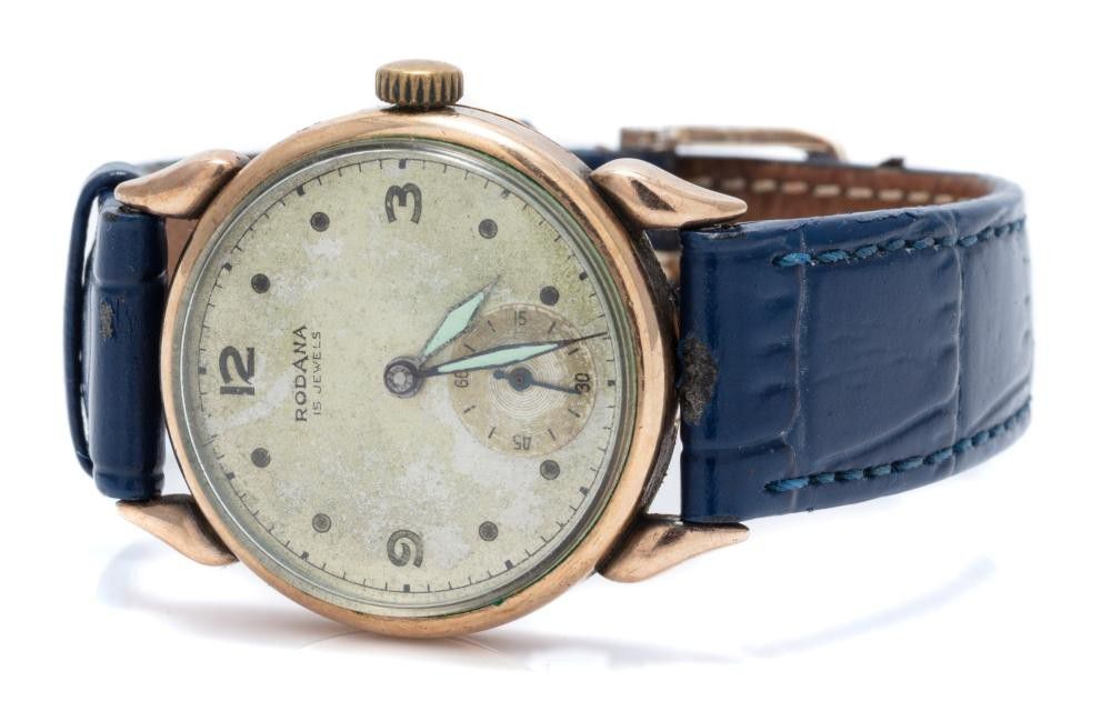 Vintage 9ct Gold Filled Rodana Wristwatch with Blue Band - Watches ...