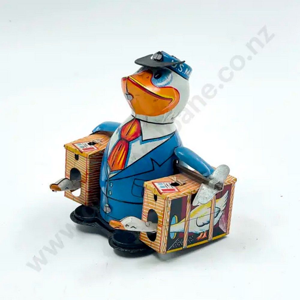 Clockwork Duck Mailman: Vintage Tinplate Toy from Toplay Japan ...