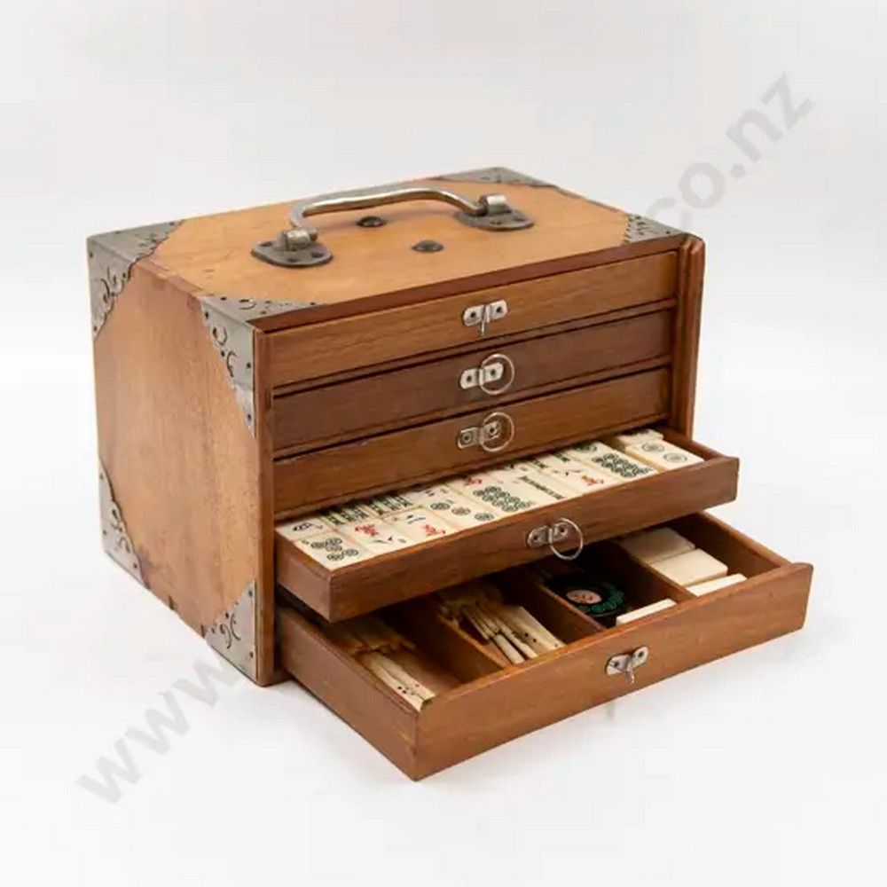 Bamboo & Bone Mahjong Set with Racks and Instructions - Games & Puzzles ...