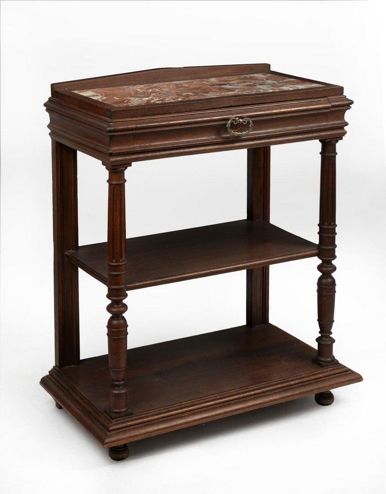 19th Century Oak and Marble Servery Table with Single Drawer - Tables ...