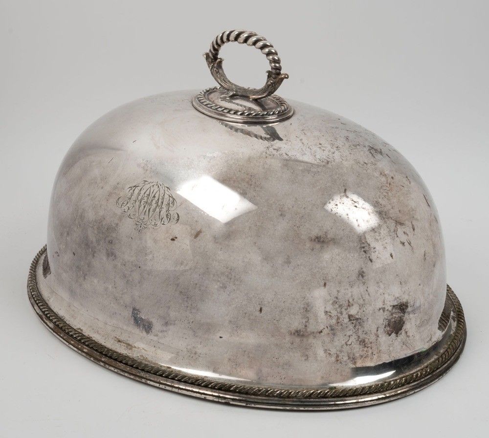 19th Century English Sheffield Plate Meat Dish Cover with Crest ...