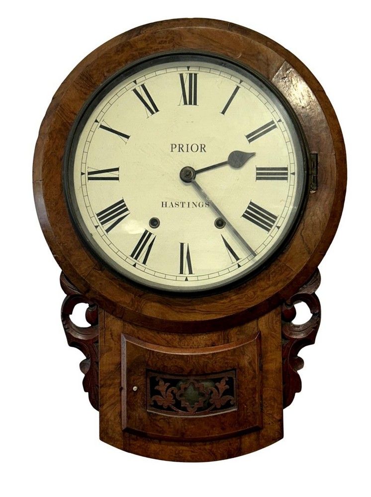 Mahogany Wall Clock with Black Roman Numerals and Key Winding - Clocks ...