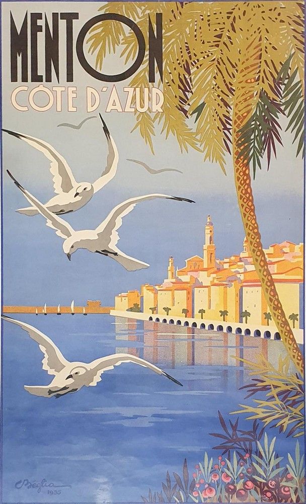 Menton Cote D'Azur Travel Poster by Charles Beglia, 1935 - Prints ...