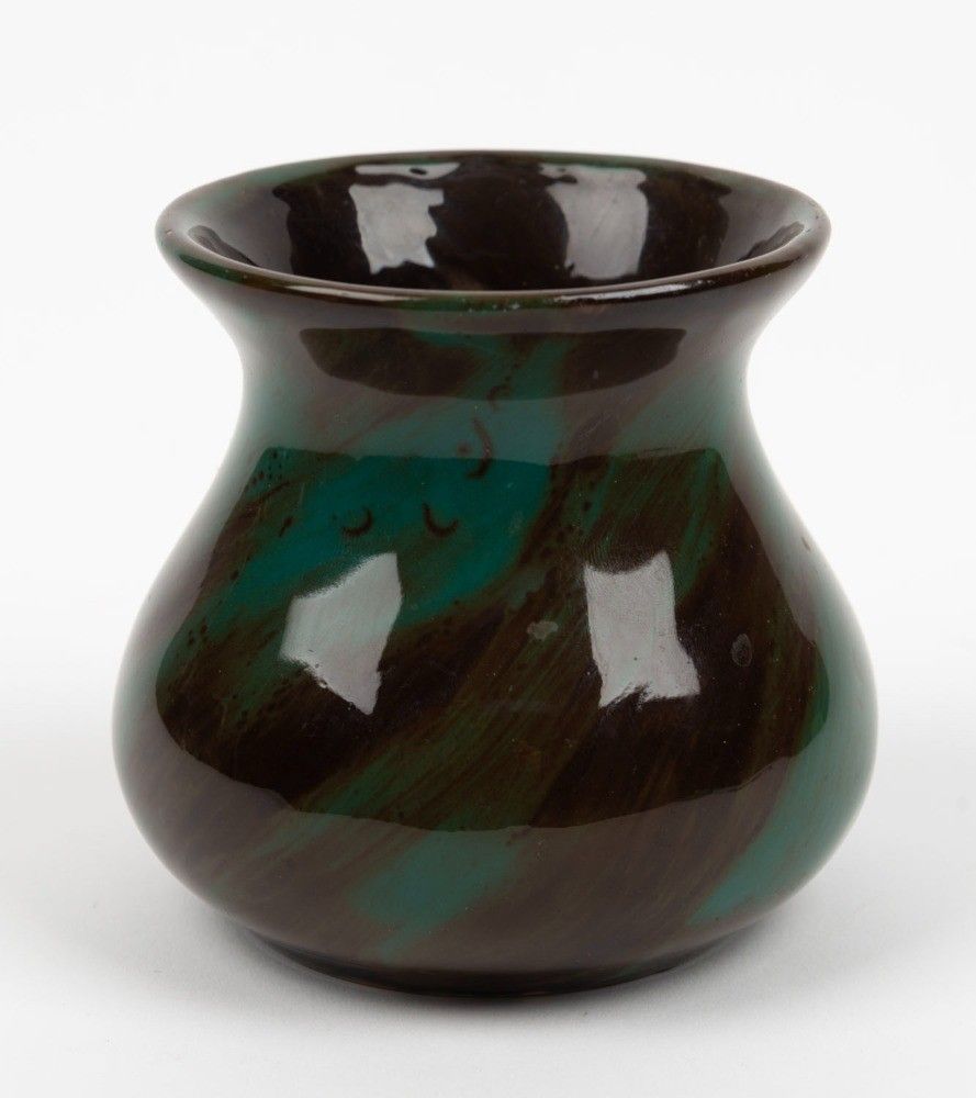 Cruffel Green and Brown Glazed Porcelain Vase, 9.5cm High - Australian ...