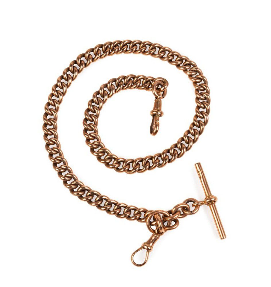 9ct Rose Gold Fob Chain with T-Bar and Clips - Necklace/Chain - Jewellery