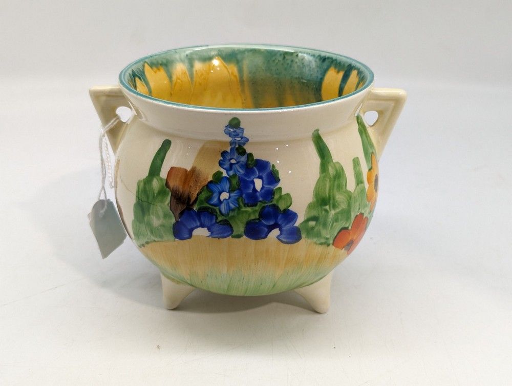Hand-Painted Floral Cauldron: Art Deco Clarice Cliff Masterpiece ...