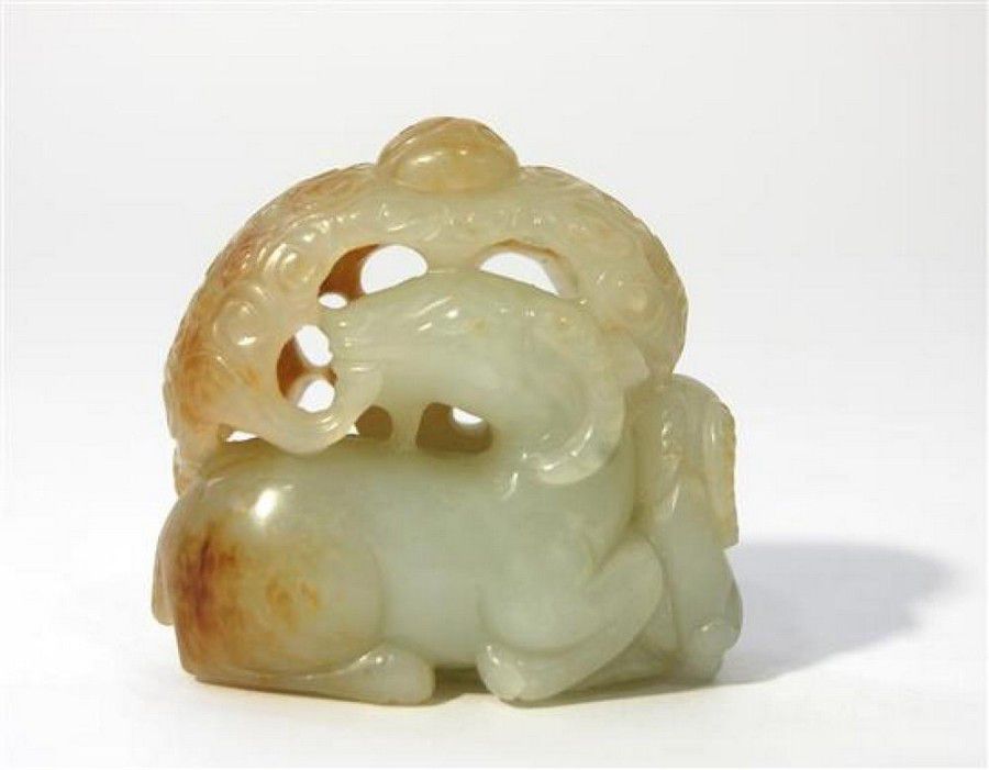 Three Goats under Shelter - Jade - Oriental