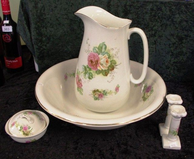 Empire Ware Wash Set with Candlesticks - Empire Ware - Ceramics