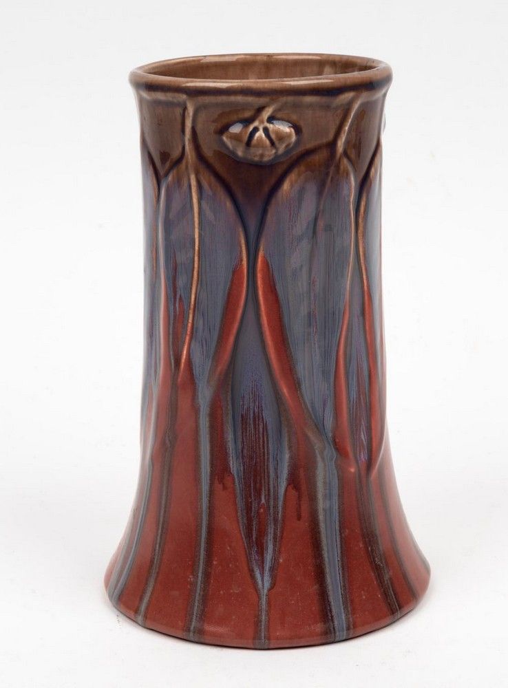 Melrose Ware Burgundy and Mauve Pottery Vase with Gumleaf Design ...