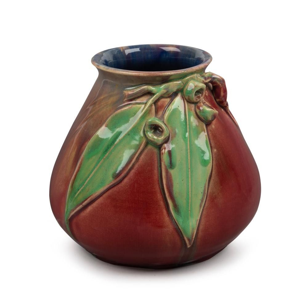Remued Pottery Vase with Gumnut and Leaf Decoration, 16.5cm - Remued ...