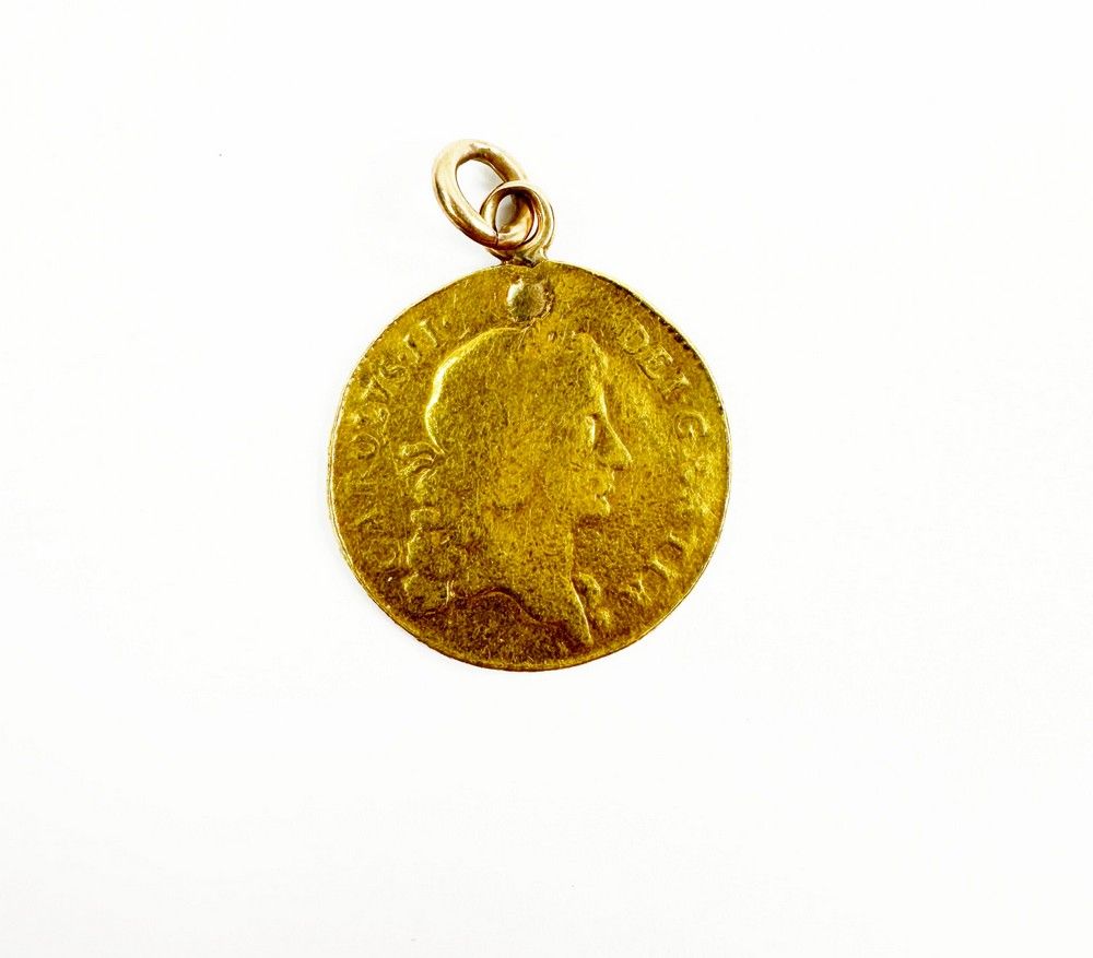 Charles II Gold Coin with 9ct Chain Runner Necklace Charm - Necklace ...