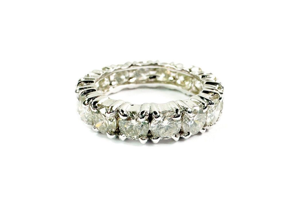 Diamond Hoop Band in 18ct White Gold, 5.85ct, Size N - Rings - Jewellery