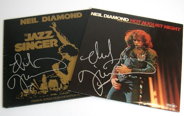 Autographed Neil Diamond Albums: The Jazz Singer & Hot August Night ...