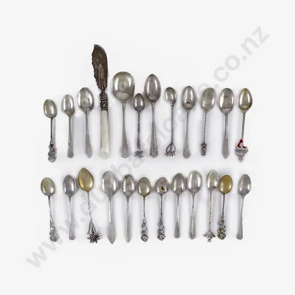 Collection of Sterling Silver Spoons and Mother of Pearl Knife ...
