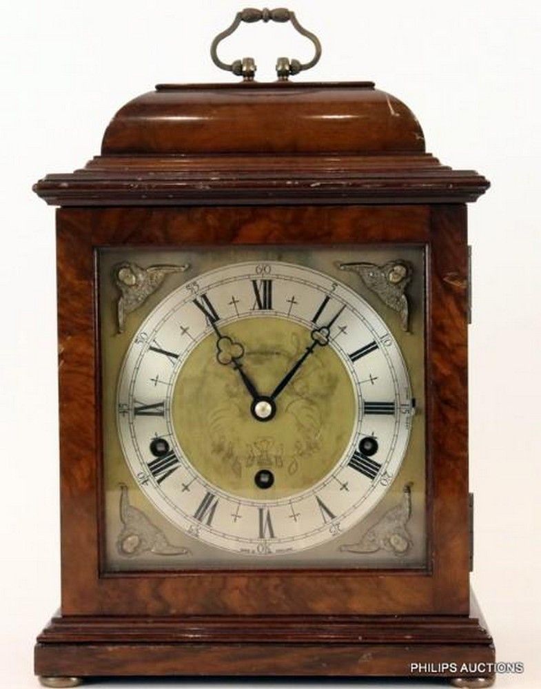 Elliott of London Walnut Mantel Clock, Westminster Chime Hardy Brothers ...