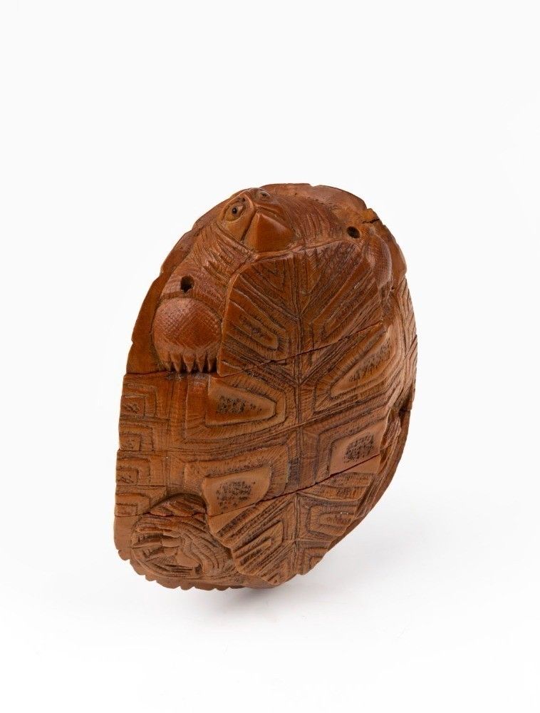 Meiji Period Japanese Carved Wooden Inro: Minogame Turtle Form - Zother ...