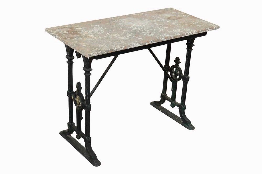 Victorian Cast Iron Console Table with Crucifix Motif and Marble ...