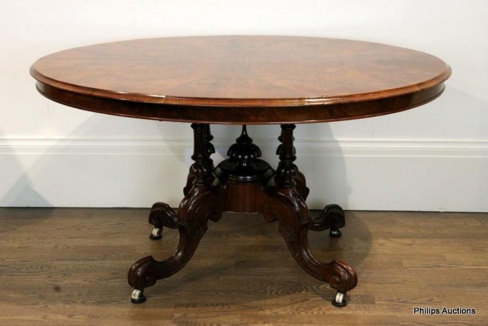 Victorian Burr Walnut Oval Loo Table, 19th Century, 137x101cm - Tables ...