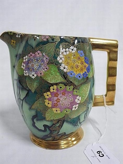 Art Deco Hydrangea Jug in Apple Green - Carlton Ware - Ceramics
