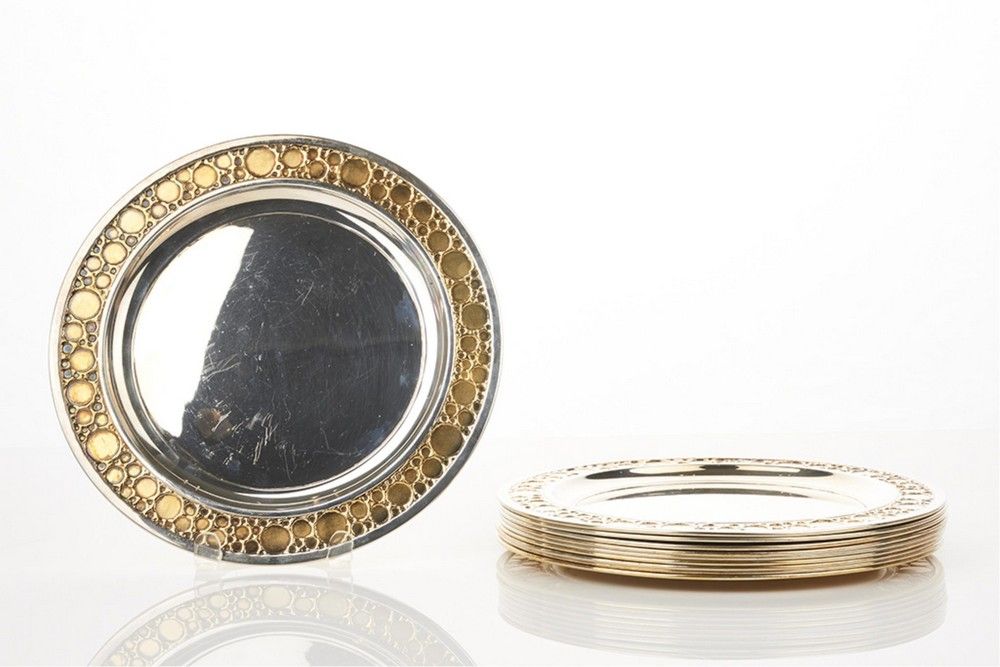 Stuart Devlin Sterling Silver Gilt Plates, London 1983, Provenance ...