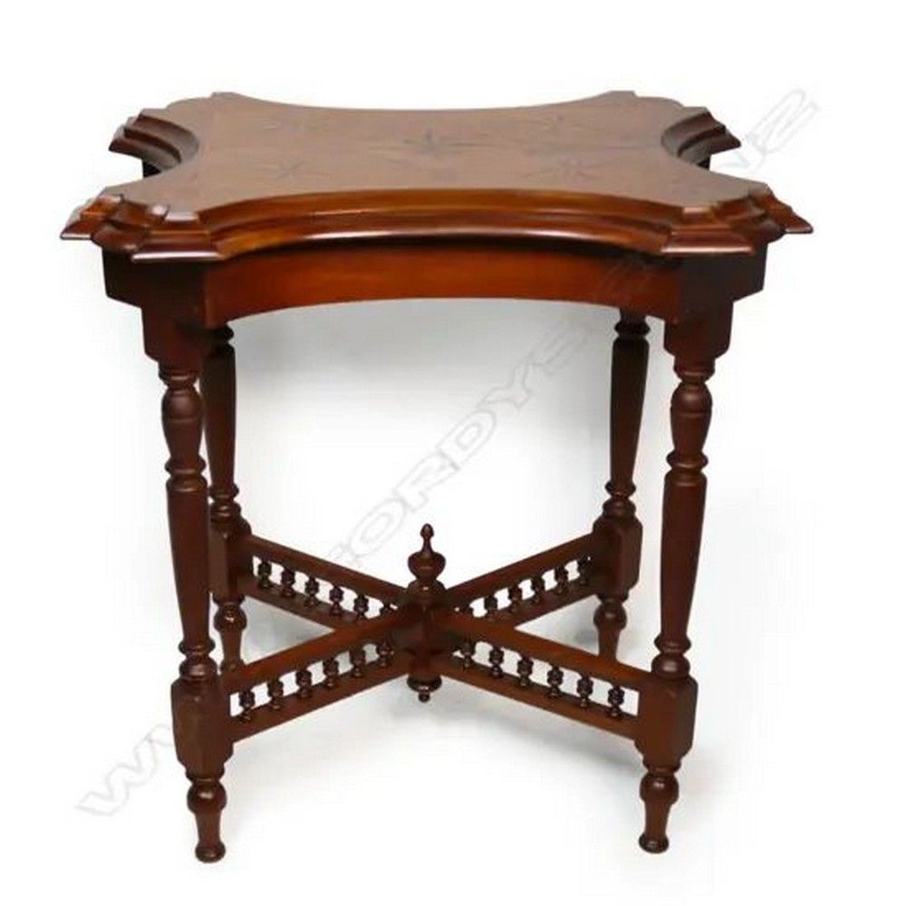 Colonial Kauri Side Table with Intricate Inlay Design - Tables ...