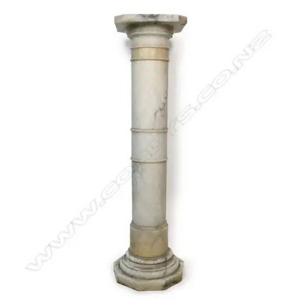 Early 1900s Variegated Marble Column on Turned Plinth Base - Pedestals ...