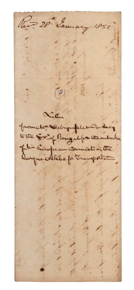 1851 Letter: European Convicts Transportation to Van Diemen's Land ...