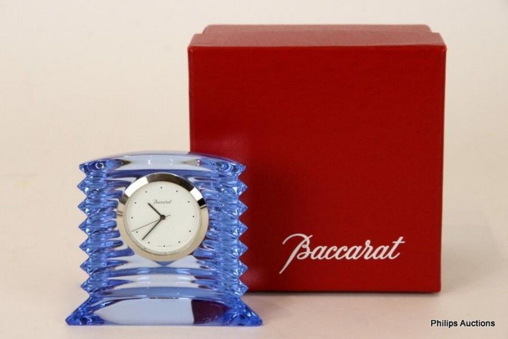 Baccarat 'Lalande' Blue Crystal Desk Clock with Swiss Movement ...
