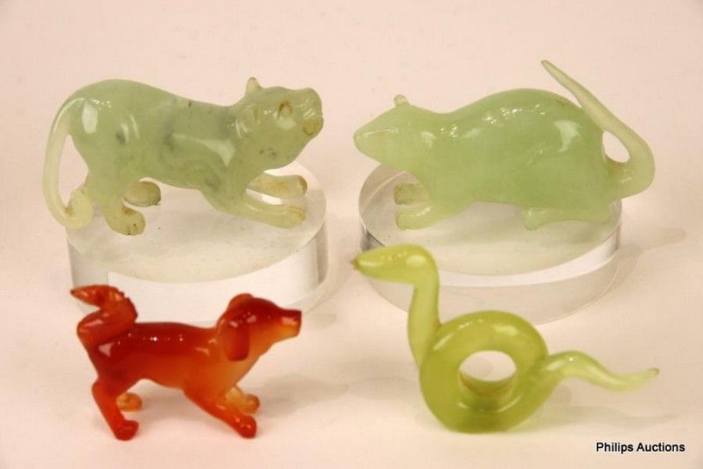 Collection of 20th Century Carved Jade and Agate Animals - Jade - Oriental