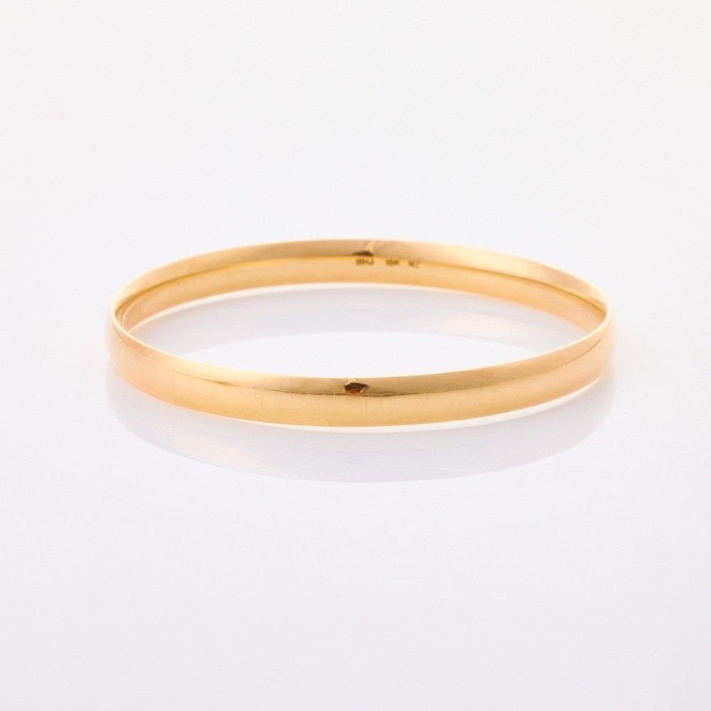 10ct Yellow Gold D-Shape Bangle, 7.0mm Wide, 30.6g Weight - Bracelets ...