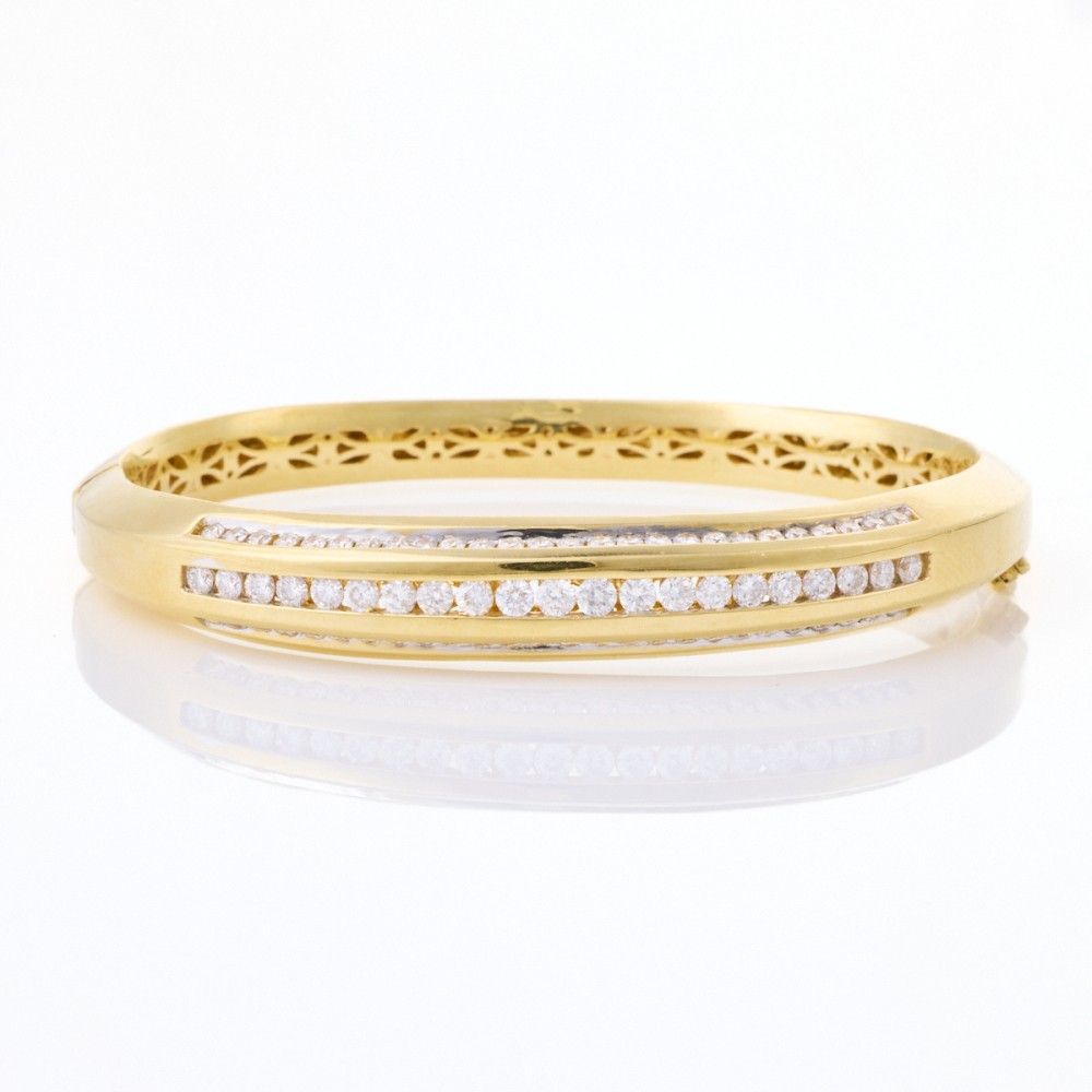Modern 18ct Yellow Gold Diamond Bangle with 2.00ct Diamonds - Bracelets ...
