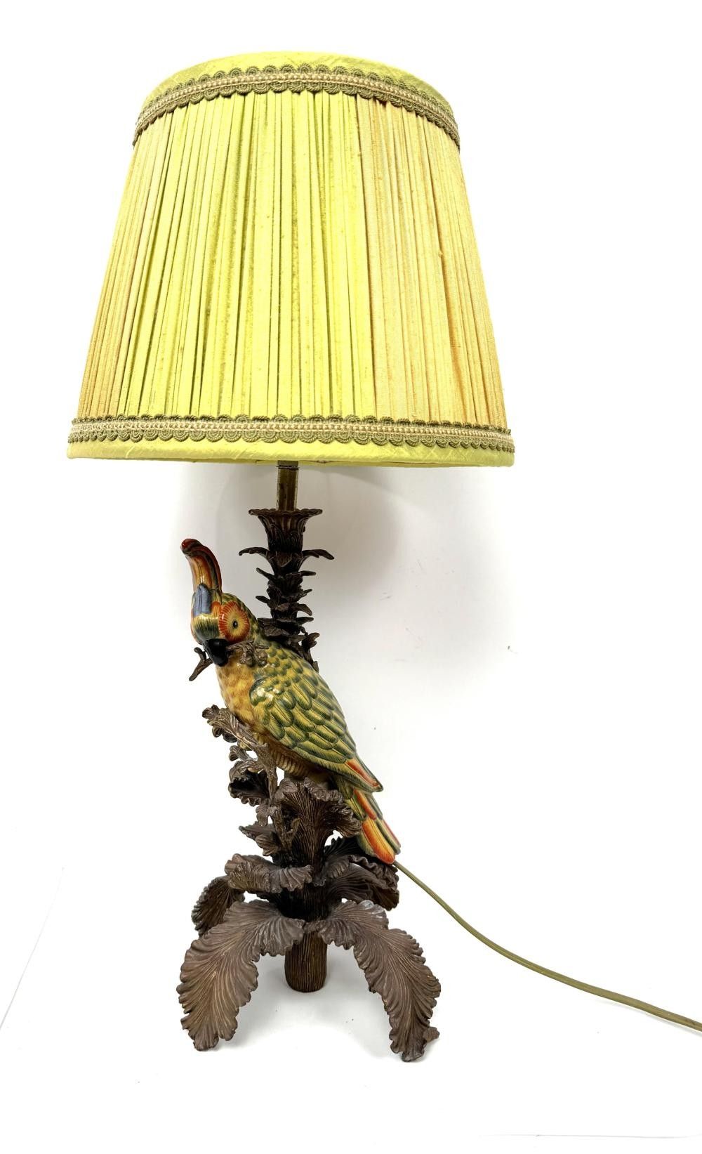 French porcelain and bronze table lamp with exotic bird pillar - Lamps ...
