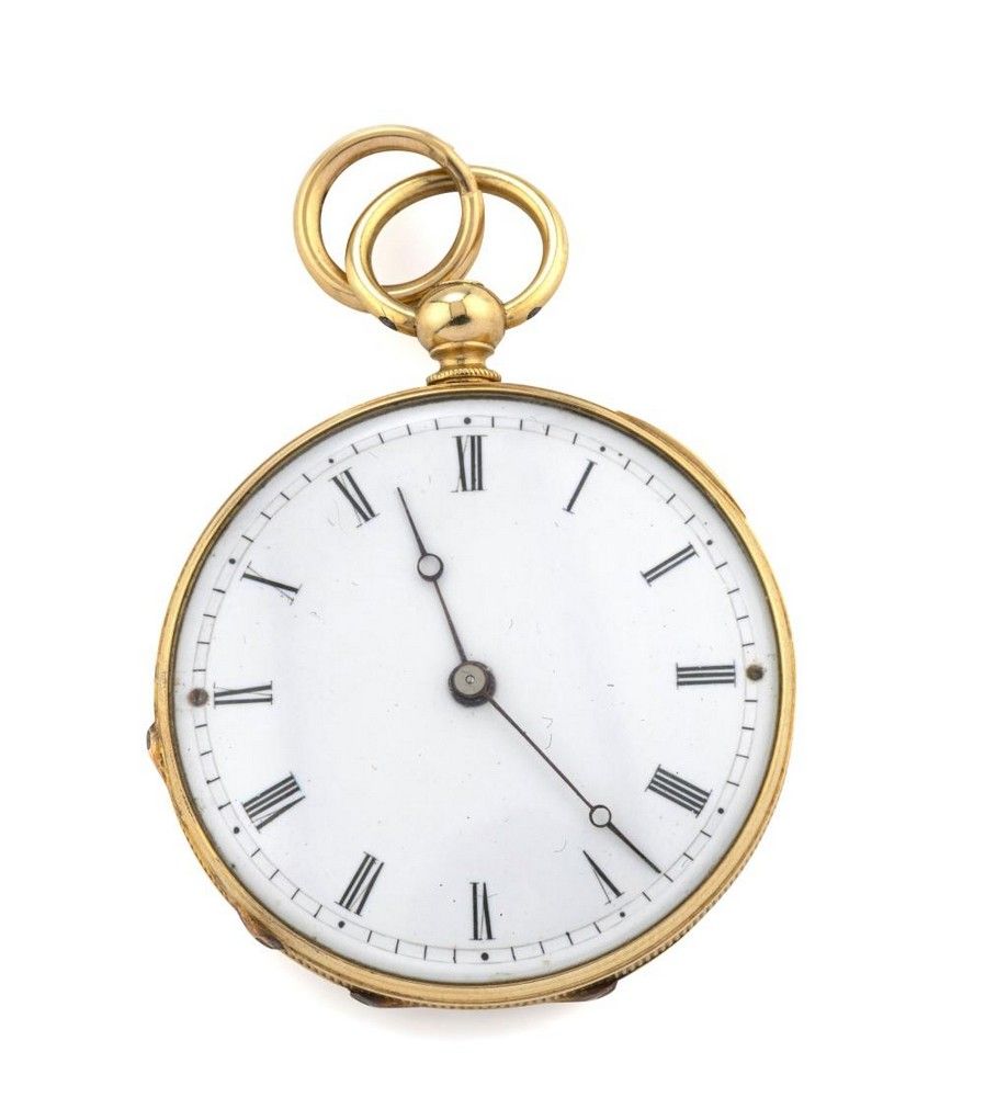 Antique Gold and Enamel Fob Watch with Mountain Scene - Watches ...
