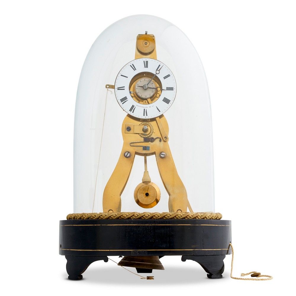French miniature skeleton clock, circa 1870, retailed by Kilpatrick ...