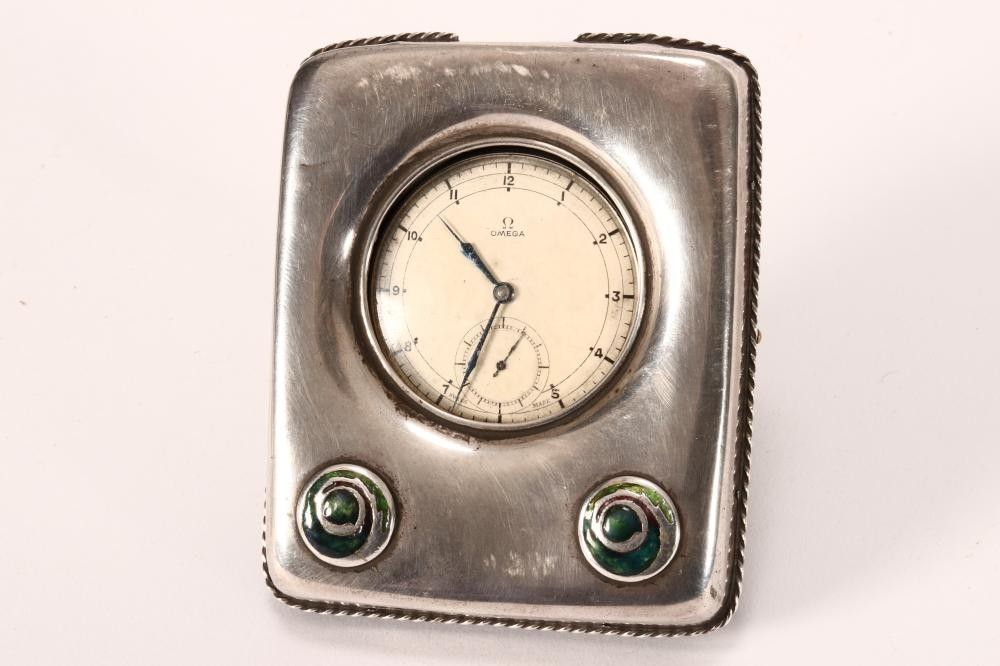 Antique Sterling Silver Bedside Clock Frame and Omega Pocket Watch ...