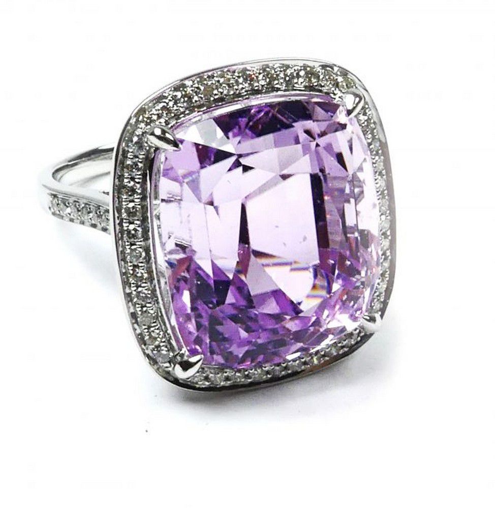 25ct Kunzite Ring with Diamond Accents - Rings - Jewellery