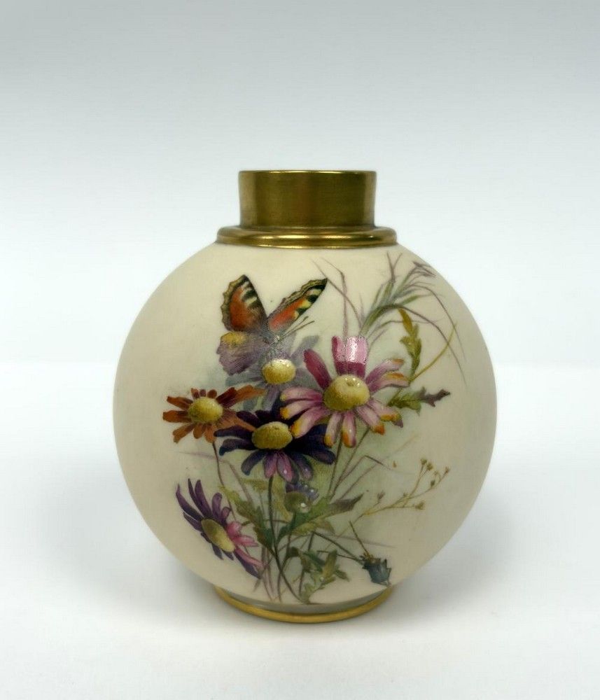 Royal Worcester Porcelain Vase with Floral and Butterfly Motifs - Royal ...