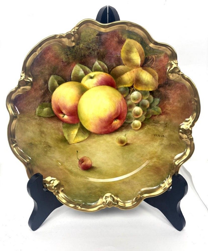 Richard Budd Coalport Fruit Cabinet Plate, Scalloped Gilt Edges, 23cm ...