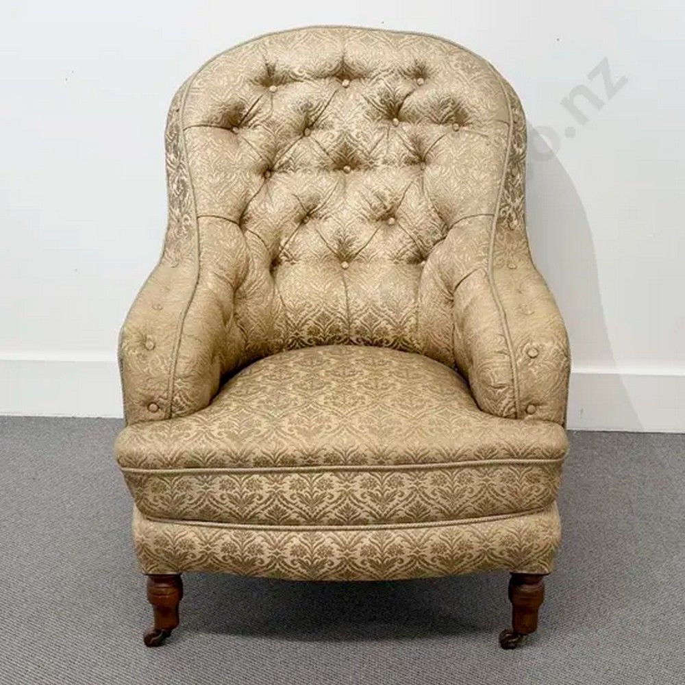 Victorian Brocade Button Back Tub Armchair - Seating - Singles/Pairs ...