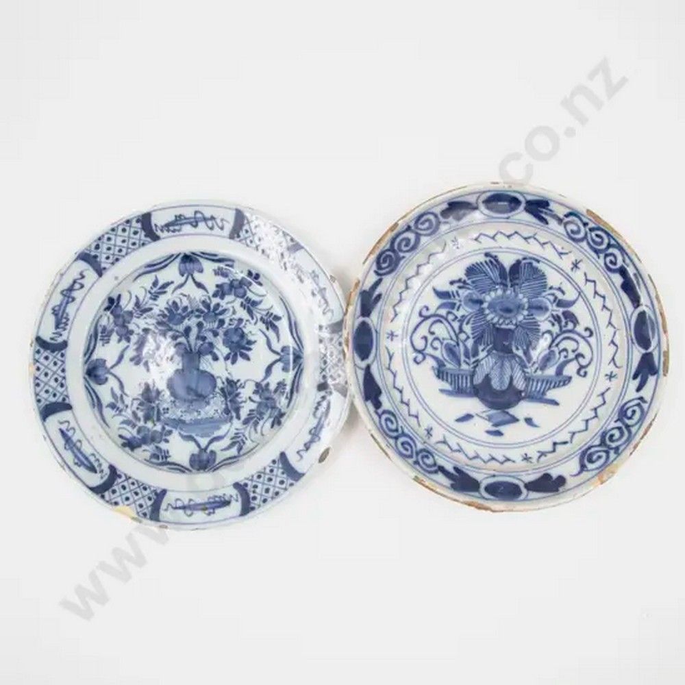 19th Century European Delft Blue Plates with Rim Chipping - Zother ...