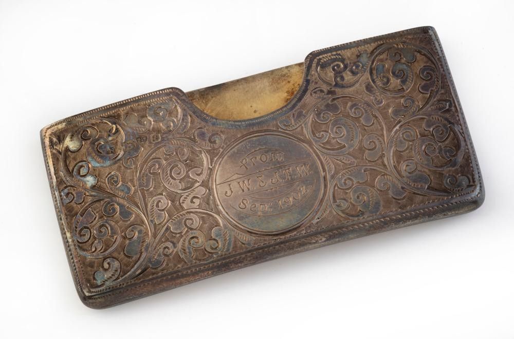 Antique Sterling Silver Calling Card Case with Engraved Details - Card ...