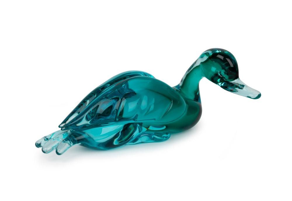 Green Murano Glass Duck Statue by Archimede Seguso, Made in Italy ...