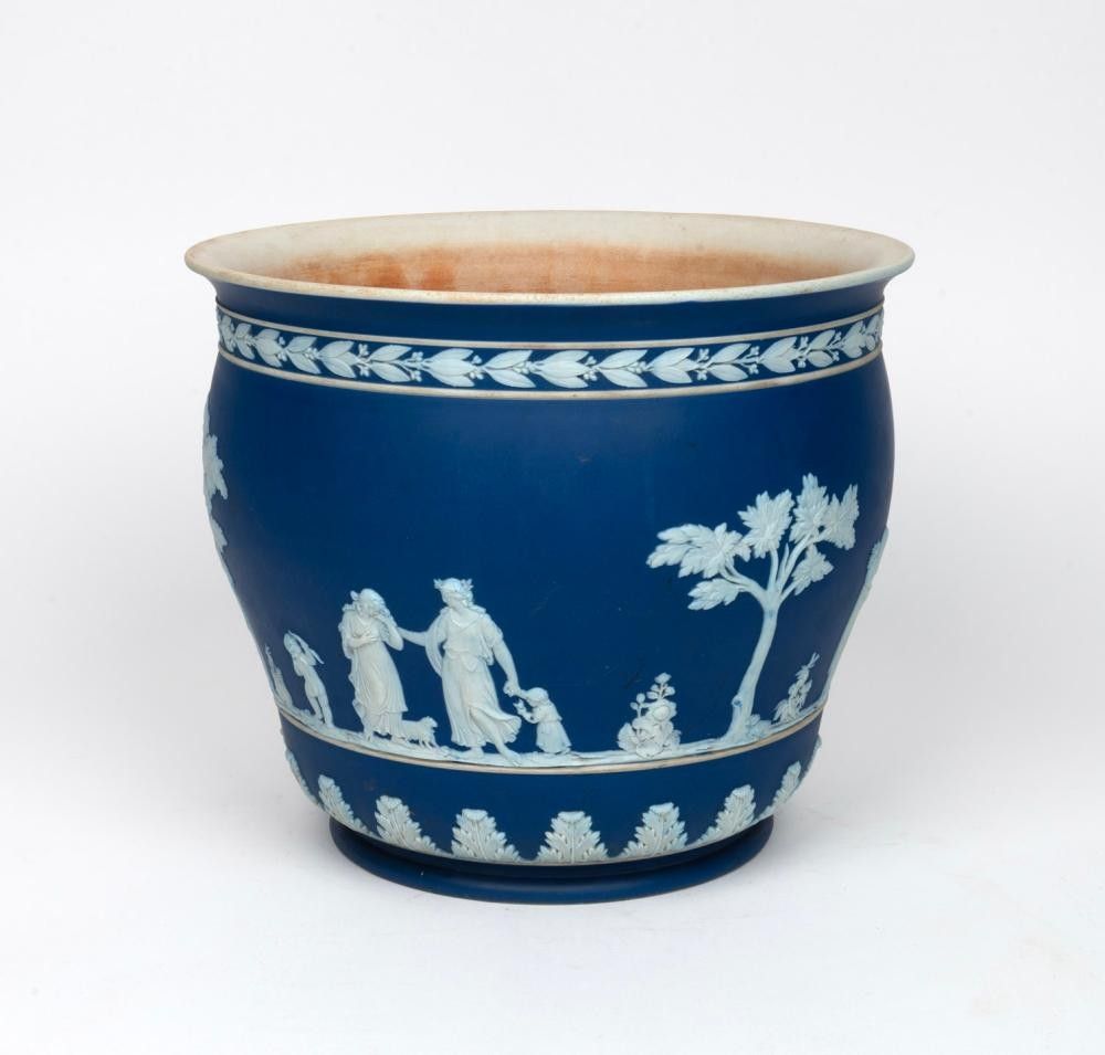 Antique Wedgwood Jasper Ware Blue White Porcelain Jardiniere, 19th ...