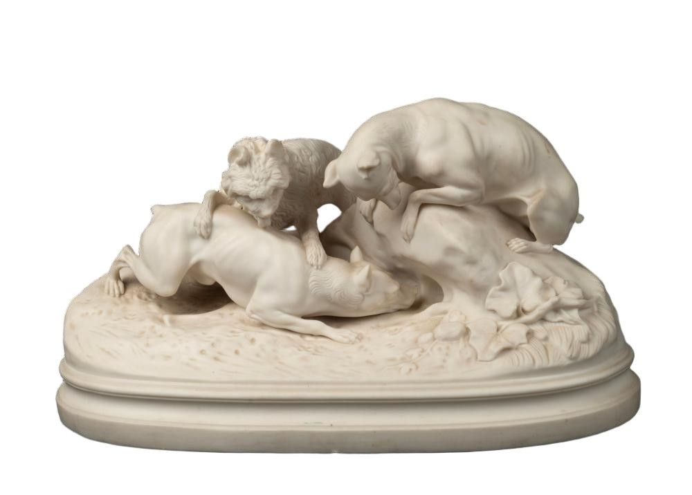 19th Century Copeland Spode Hunting Dogs Porcelain Figure Group - Spode ...