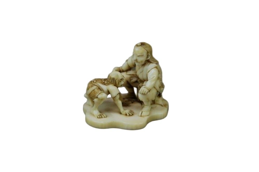 Signed Ivory Netsuke: Shoki and Oni, Meiji Period, 19th Century ...