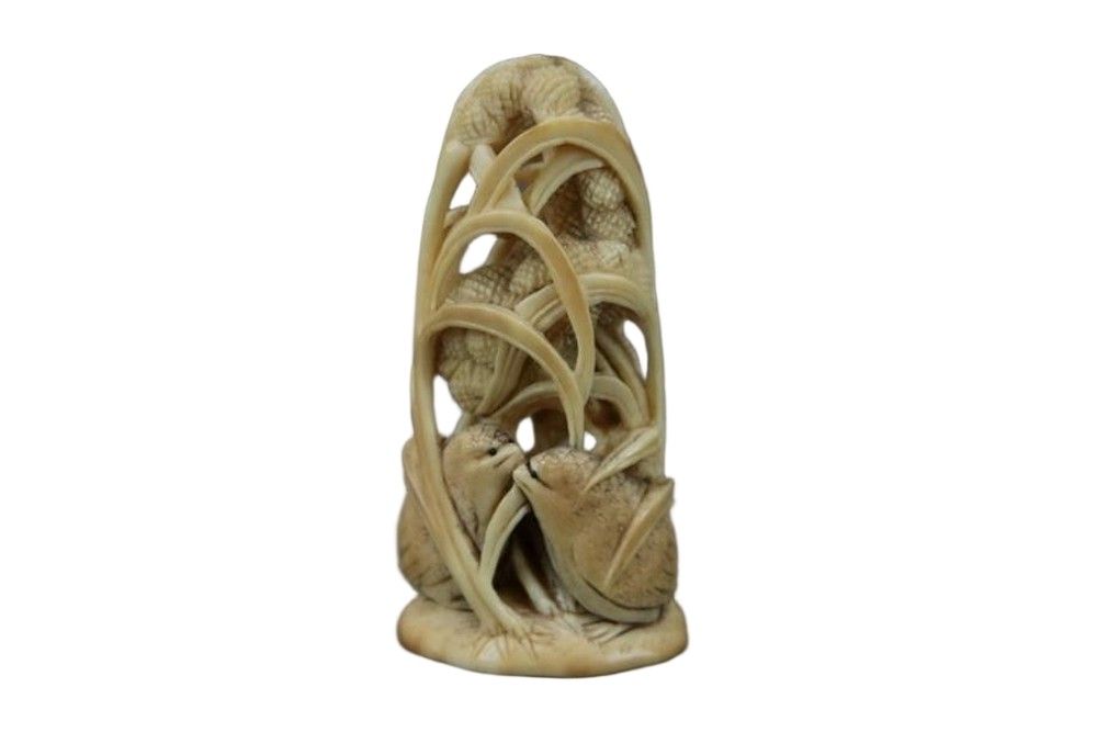 Signed 'Three Quails' Ivory Okimono, Meiji Period, Late 19th Century ...