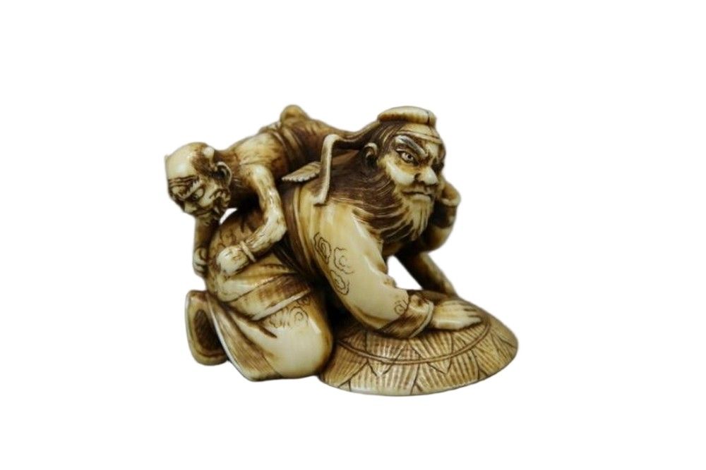 Signed Ivory Netsuke: Shoki and Oni, Edo Period (19th Century ...