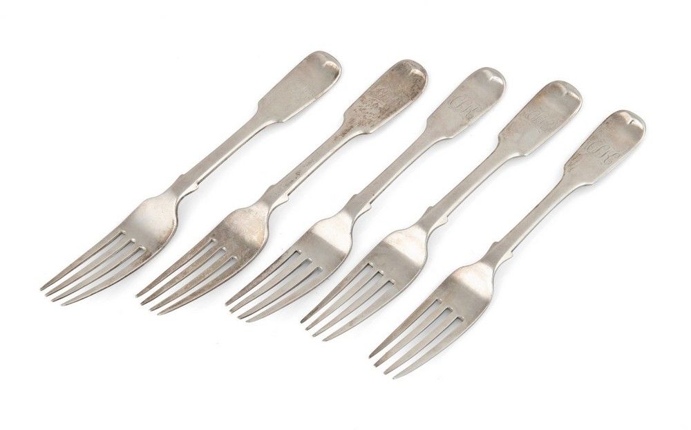 Rare Colonial Australian Silver Set of Five Fiddle Pattern Forks ...